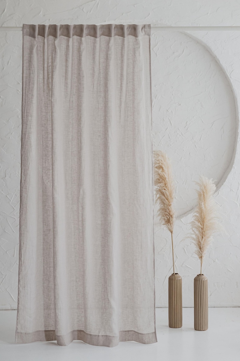 Light Purple Sheer Linen Curtain With Multifunctional Heading Tape ...