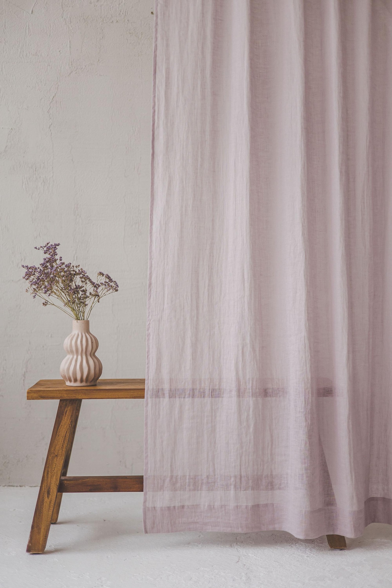Light Lilac Linen Sheer Curtain, Soft Window Panel for Gentle Light ...