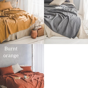 Linen Bedspread in Various Colors, Natural Linen Bed Cover, Handmade ...