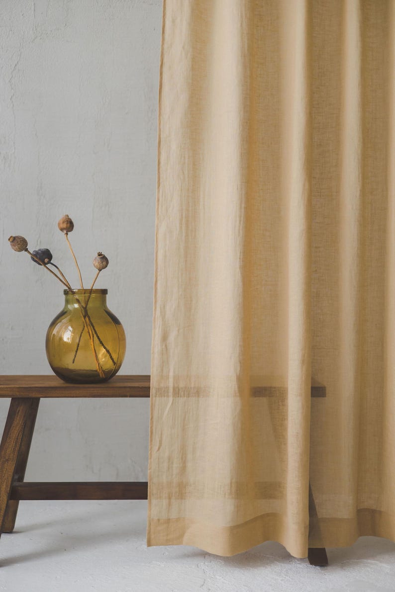 Light Lilac Linen Sheer Curtain, Soft Window Panel for Gentle Light ...