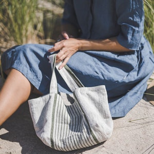 French Style Linen Bag, Vintage Linen Bag, Small Linen Tote Bag ...