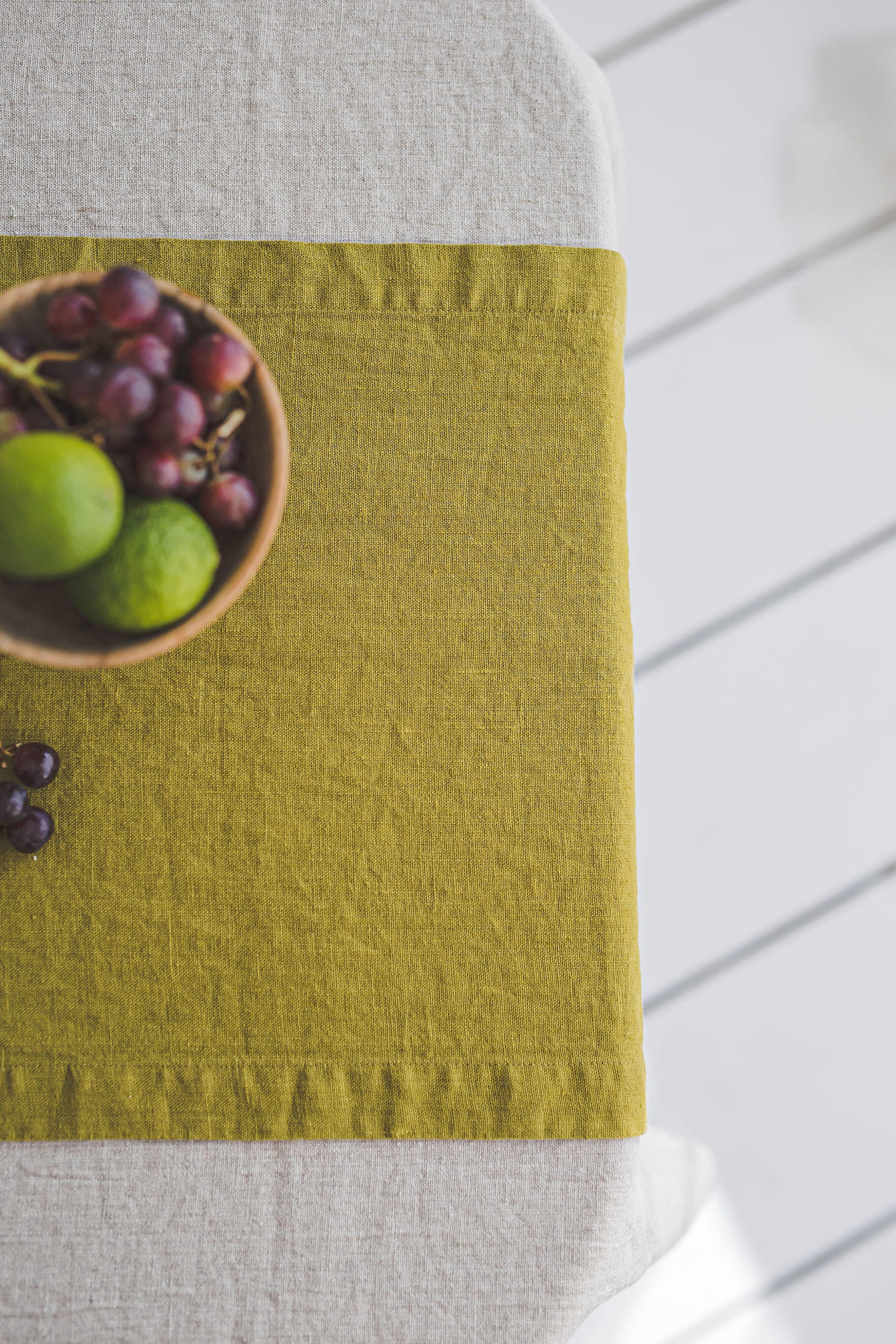 Olive Green Linen Table Runner, Handmade Softened Linen Table Runner ...