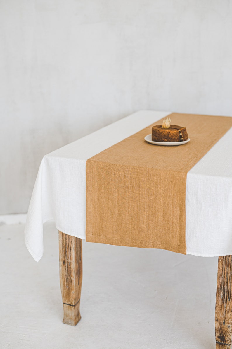 Softened Linen Table Runner With Mitered Corners, Handmade Heavyweight ...