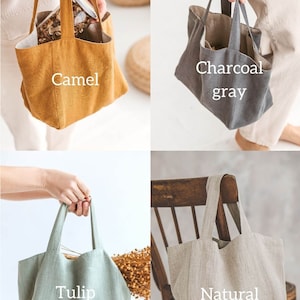 Small Linen Bag, Natural Linen Handbag, Camel Linen Bag, Zero Waste ...