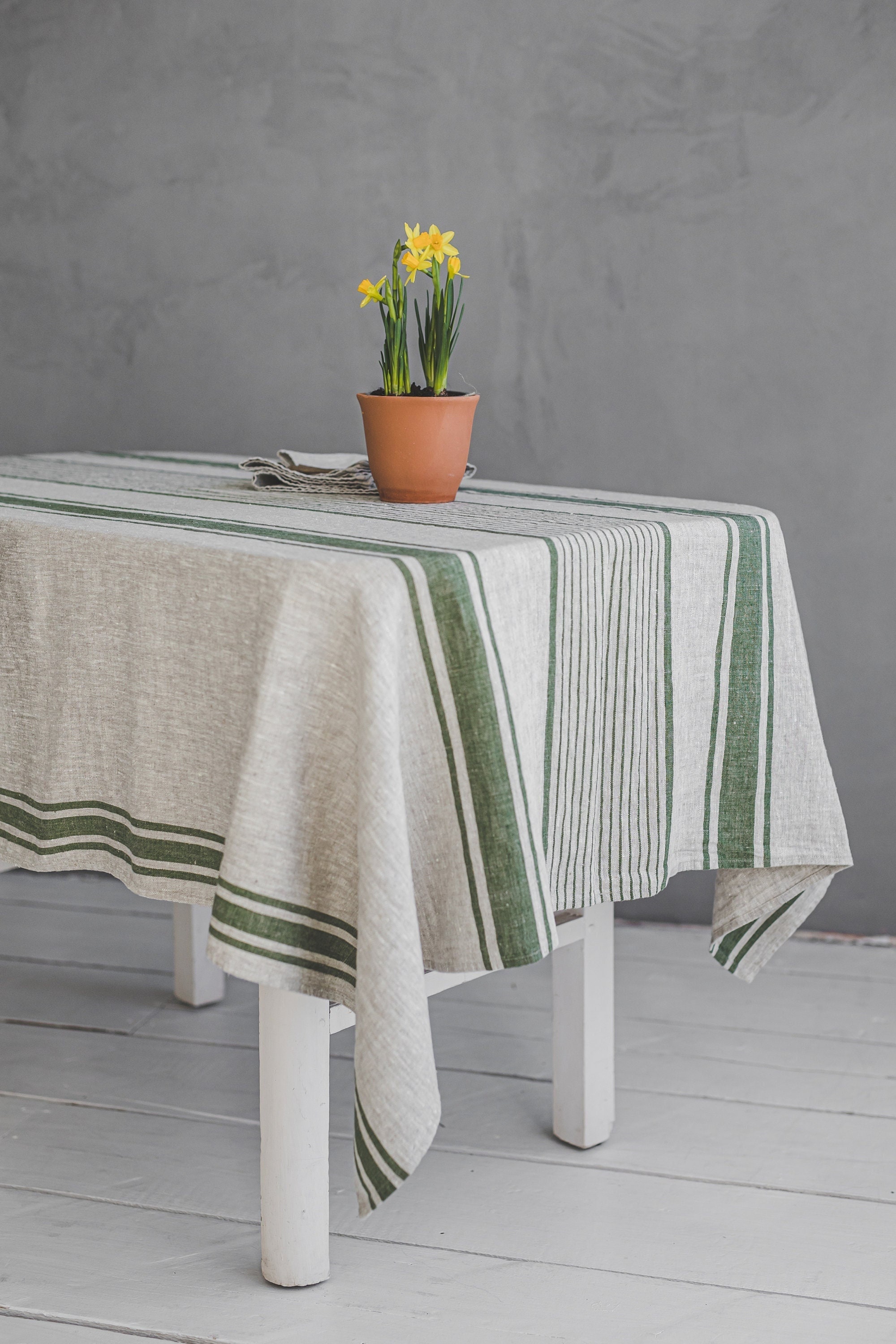 Striped Linen Tablecloth, French Style Tablecloth in Various Colors ...