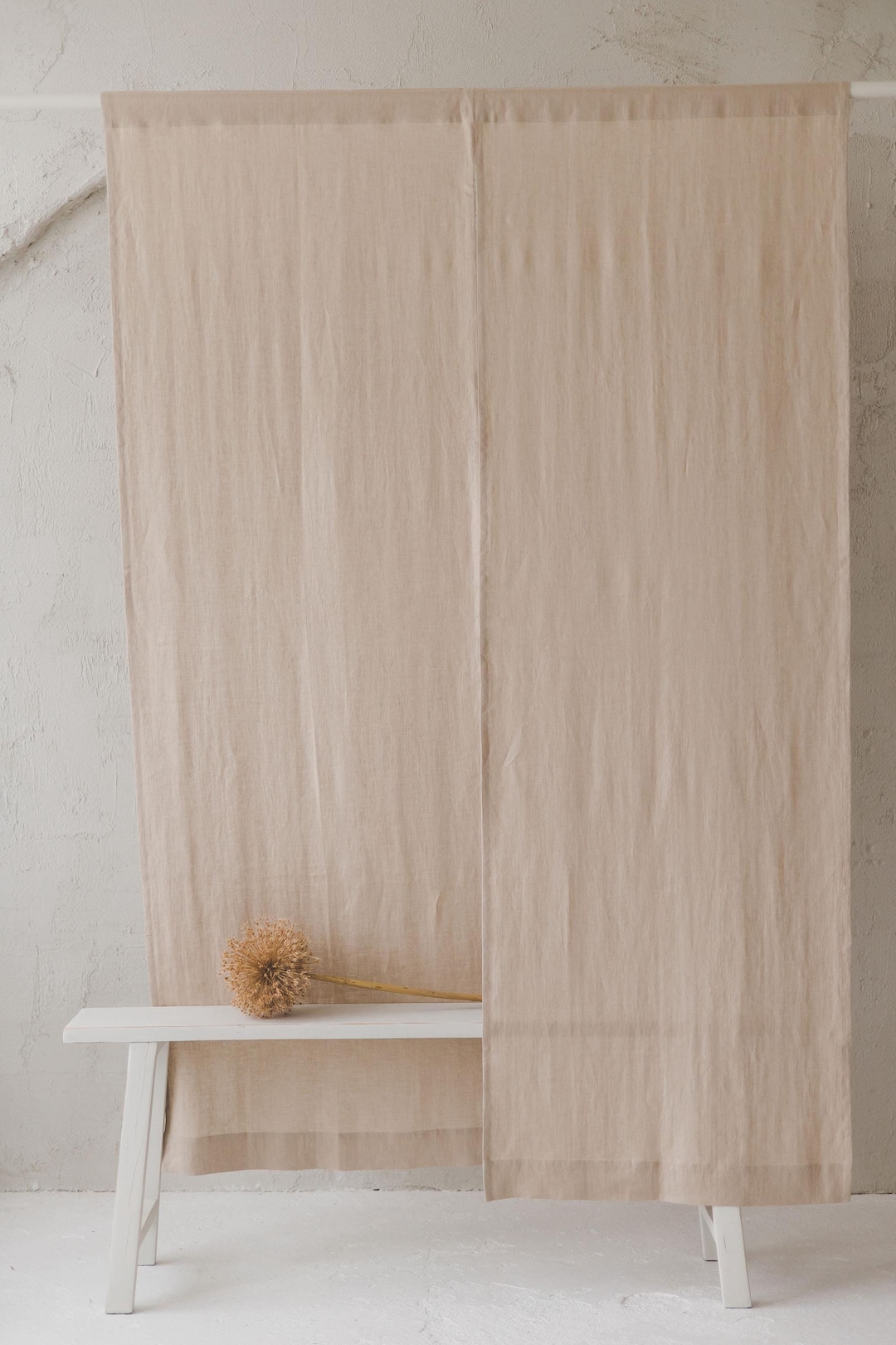 Sand Linen Noren Curtain, Handcrafted Japanese Room Divider, Neutral ...