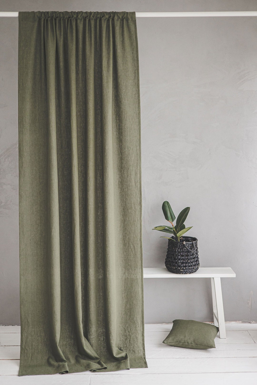 Heavyweight Linen Curtain in Various Colors, Natural Softened Linen ...