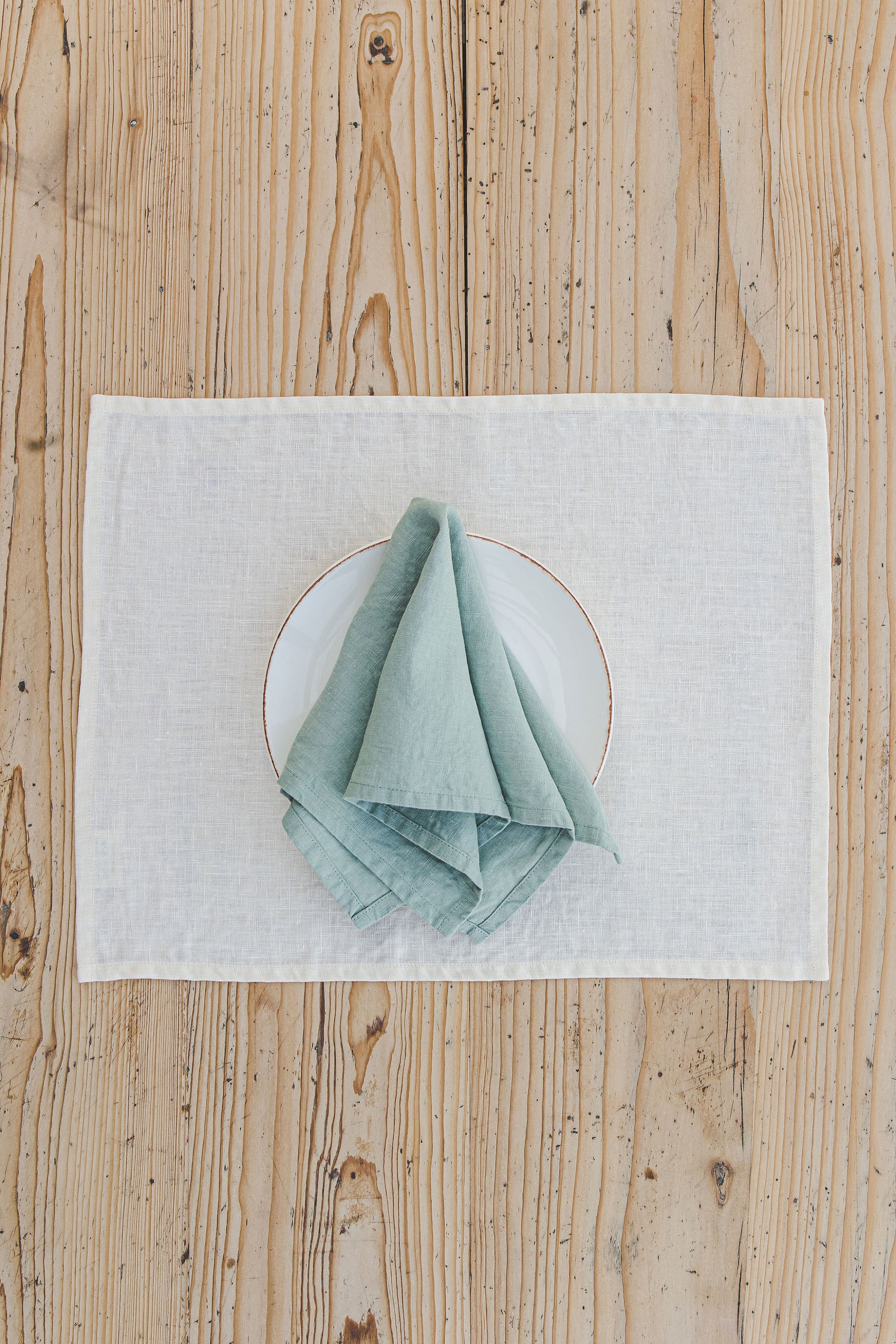 Natural Checkered Linen Napkins, Washed Linen Napkins, Natural Gingham ...