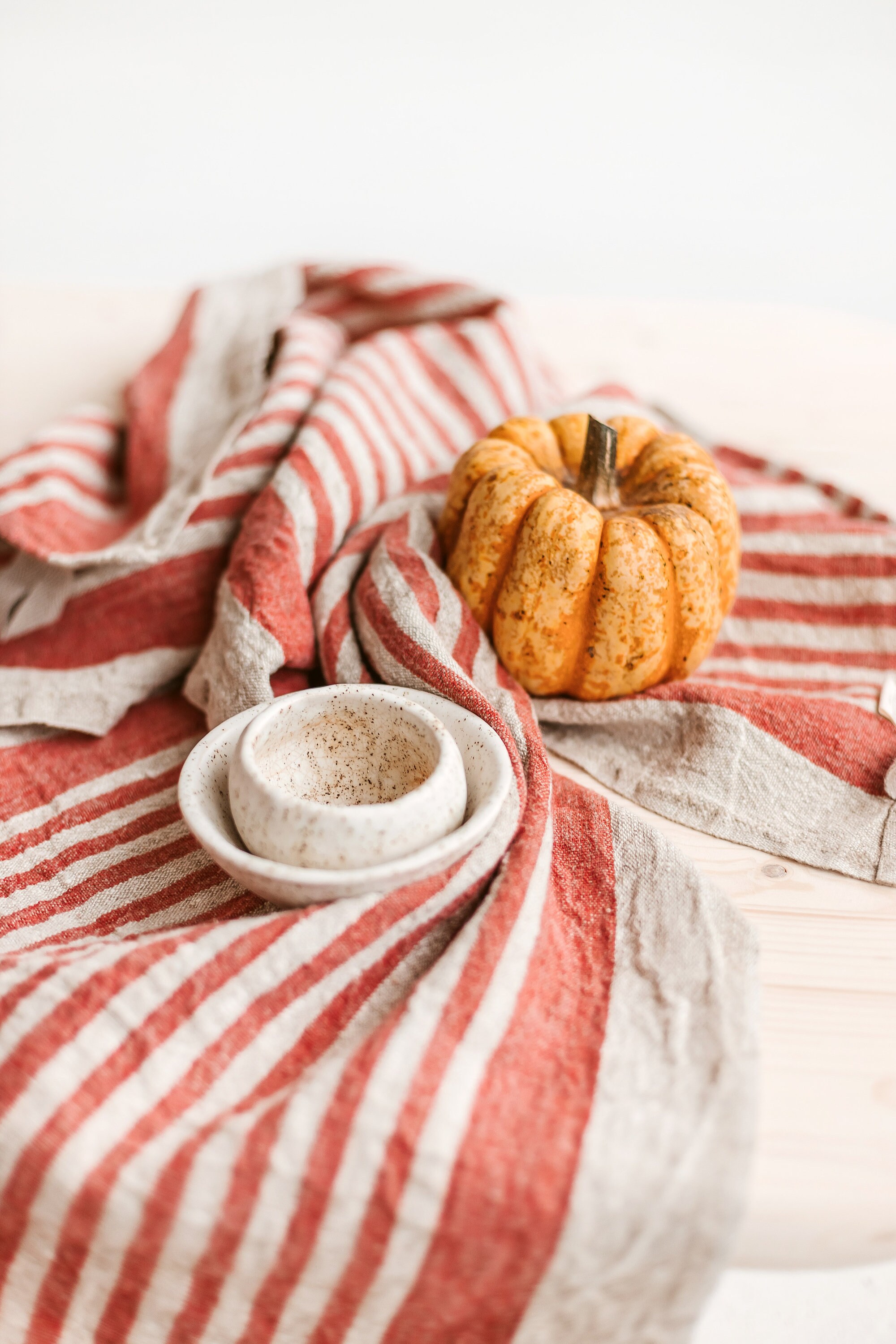 Organic Linen Towels - Set of 2, Rustic Kitchen Towels, Striped Linen ...