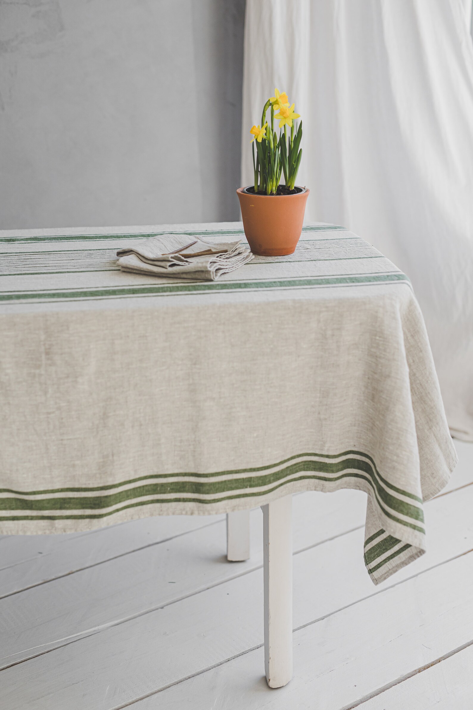 Striped Linen Tablecloth French Style Tablecloth in Various - Etsy