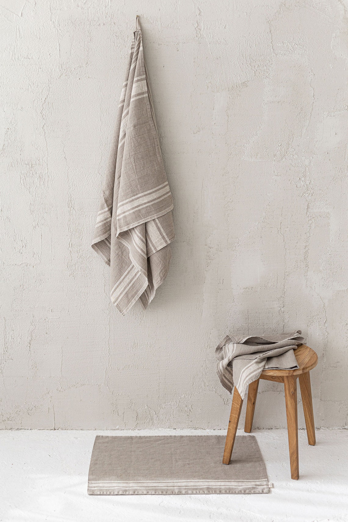 Linen Bath Mat, Natural Linen Bathroom Rug, Two Sided Linen Bath Mat ...