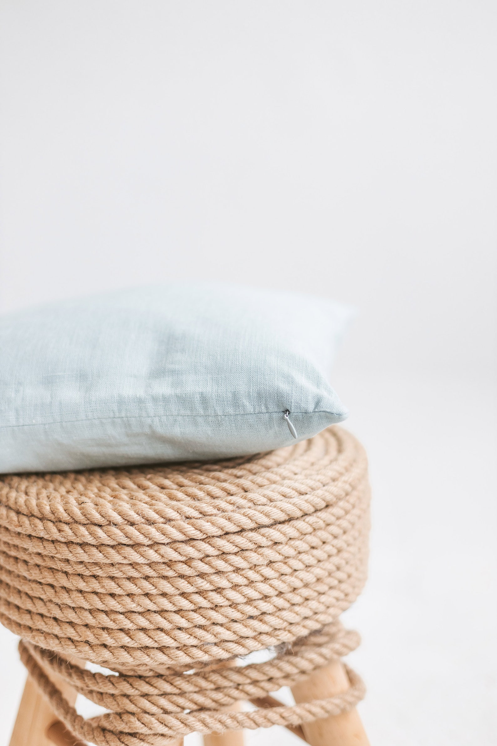 Ocean Linen Pillow Cover, Natural Linen Pillowcase in Sky Blue, Linen ...