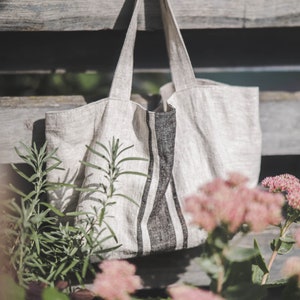 French Style Linen Bag, Vintage Linen Bag, Small Linen Tote Bag ...