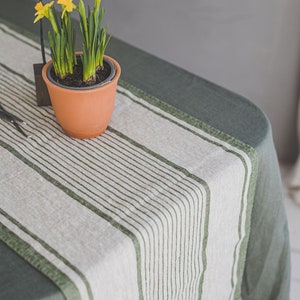 French Style Linen Table Runner Striped Linen Table Runner - Etsy