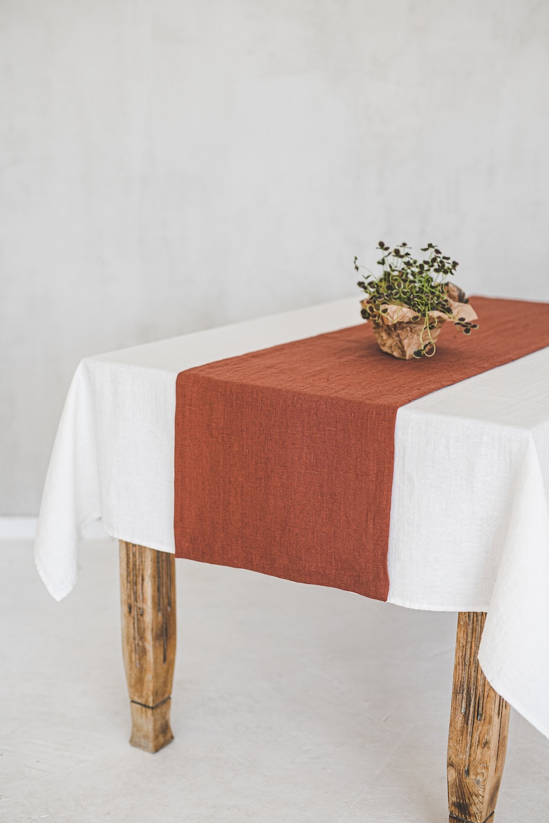 Softened Linen Table Runner With Mitered Corners, Handmade Heavyweight ...