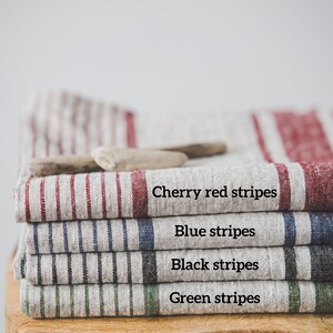 French Style Linen Curtain With Cherry Red Stripes, Natural Heavyweight ...