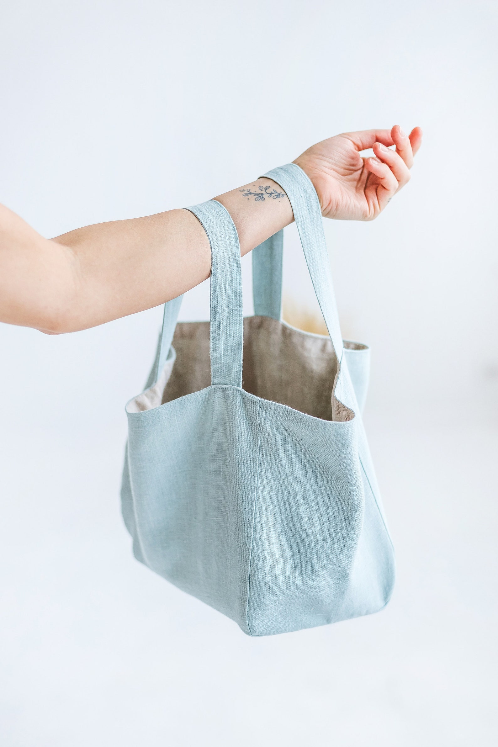Light Blue Linen Bag, Small Linen Bag in Sky Blue, Natural Linen Summer ...