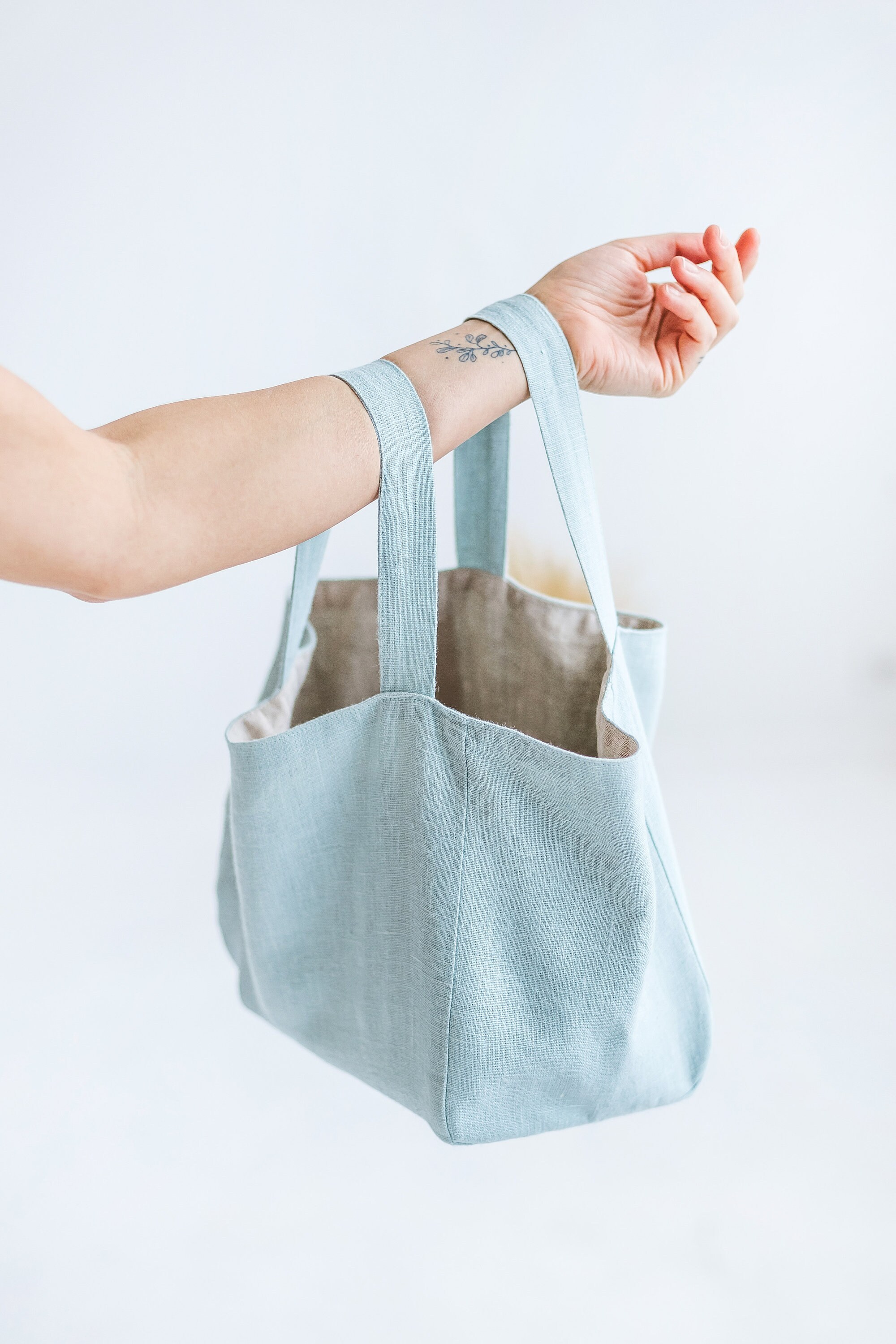 Light Blue Linen Bag Small Linen Bag in Sky Blue Natural - Etsy