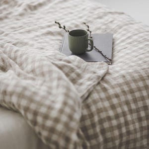 Gray Green Linen Duvet Cover With Coconut Buttons, Natural Soft Linen ...