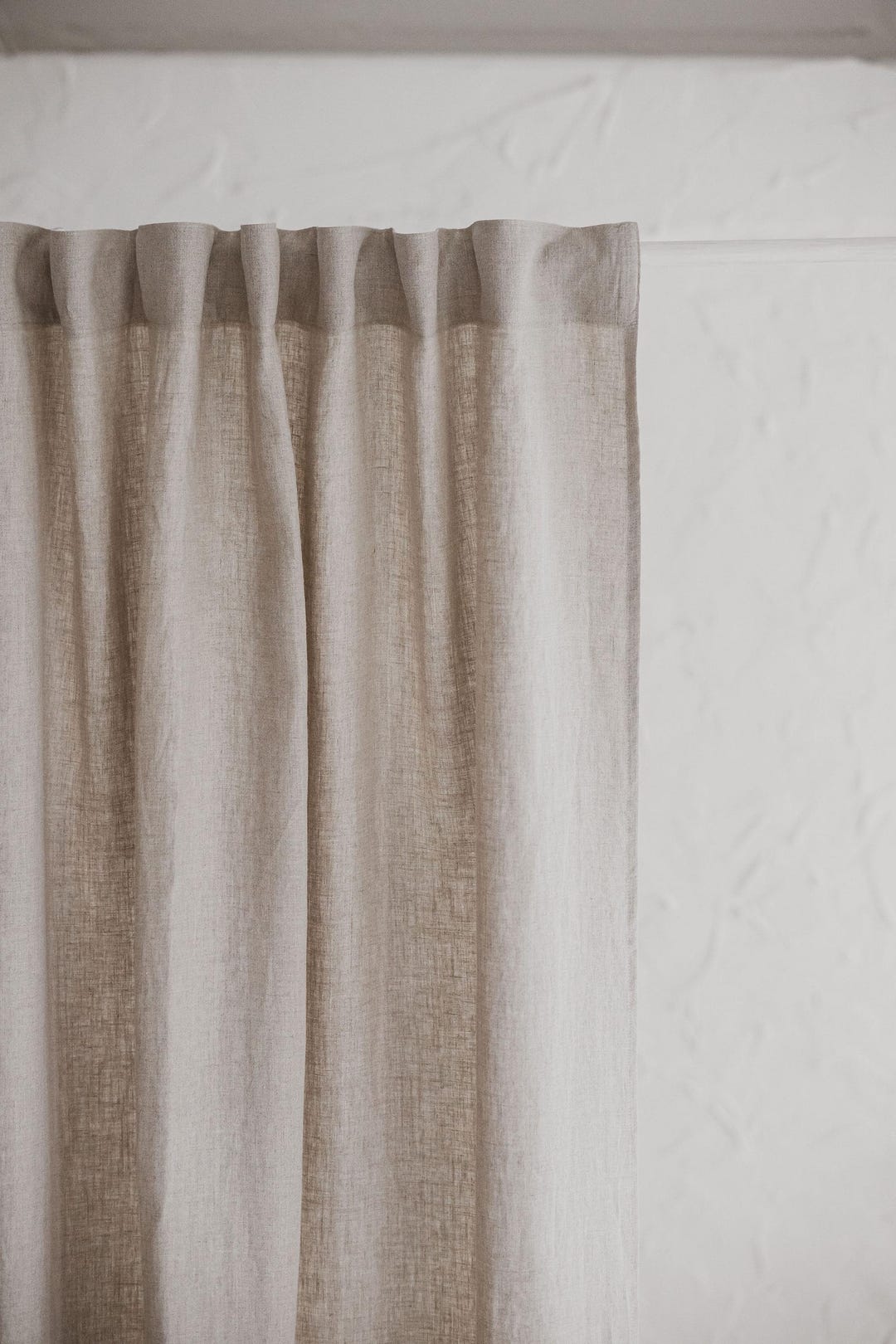 Cortina de lino natural con cinta de cabecera multifuncional – Panel de ...