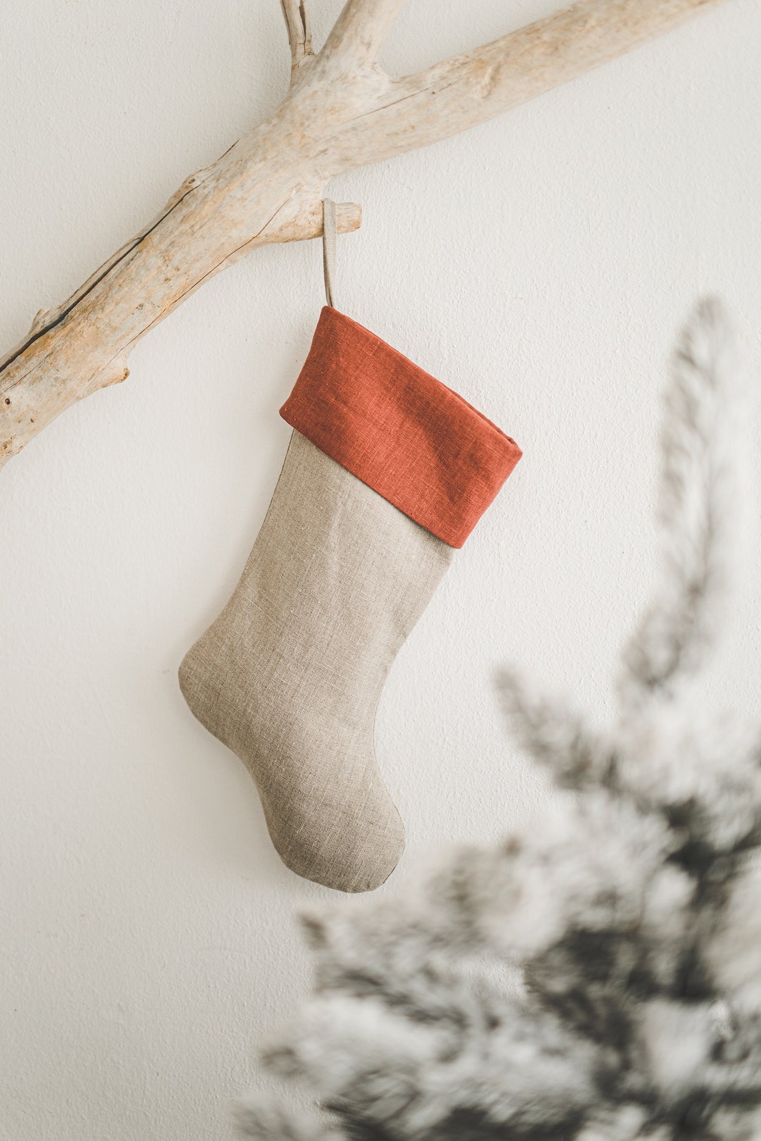 Linen Christmas Stocking Made From Linen Fabric Leftovers, Zero-waste ...