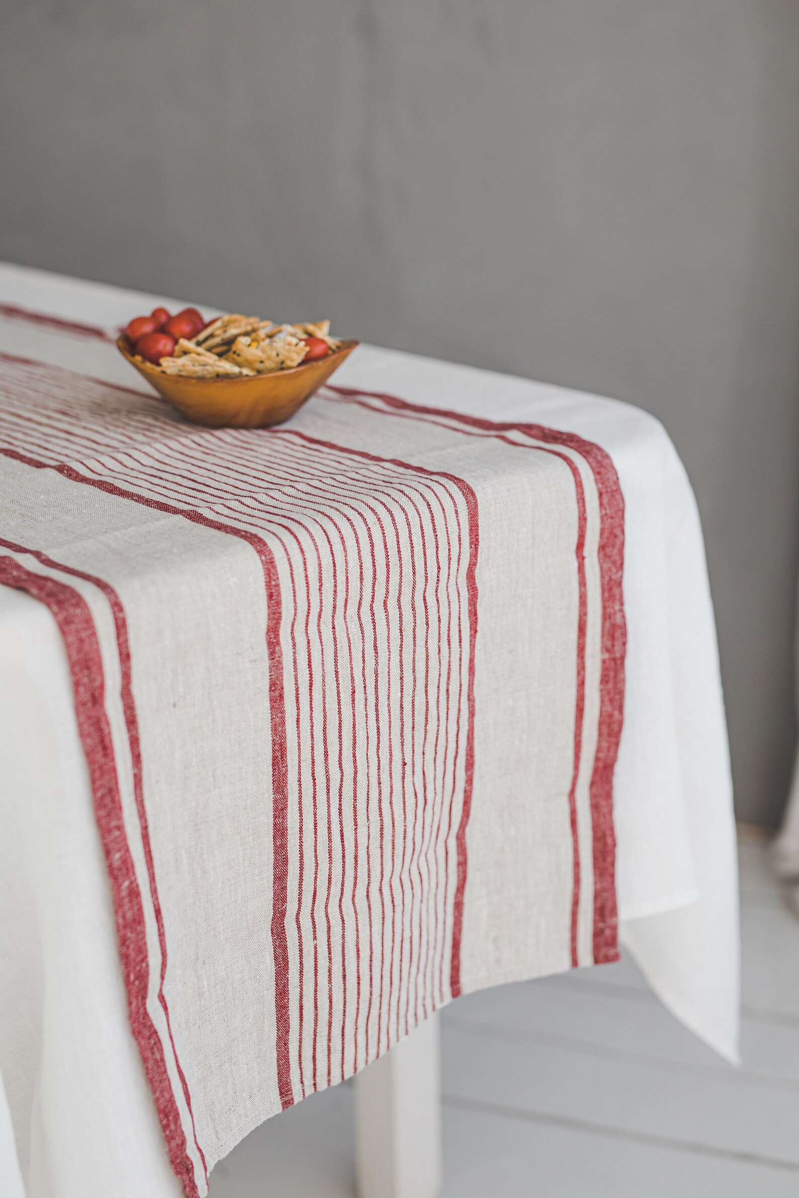 French Style Linen Table Runner Striped Linen Table Runner - Etsy