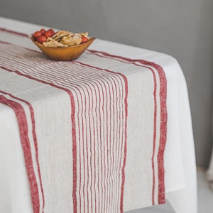 French Style Linen Table Runner Striped Linen Table Runner - Etsy