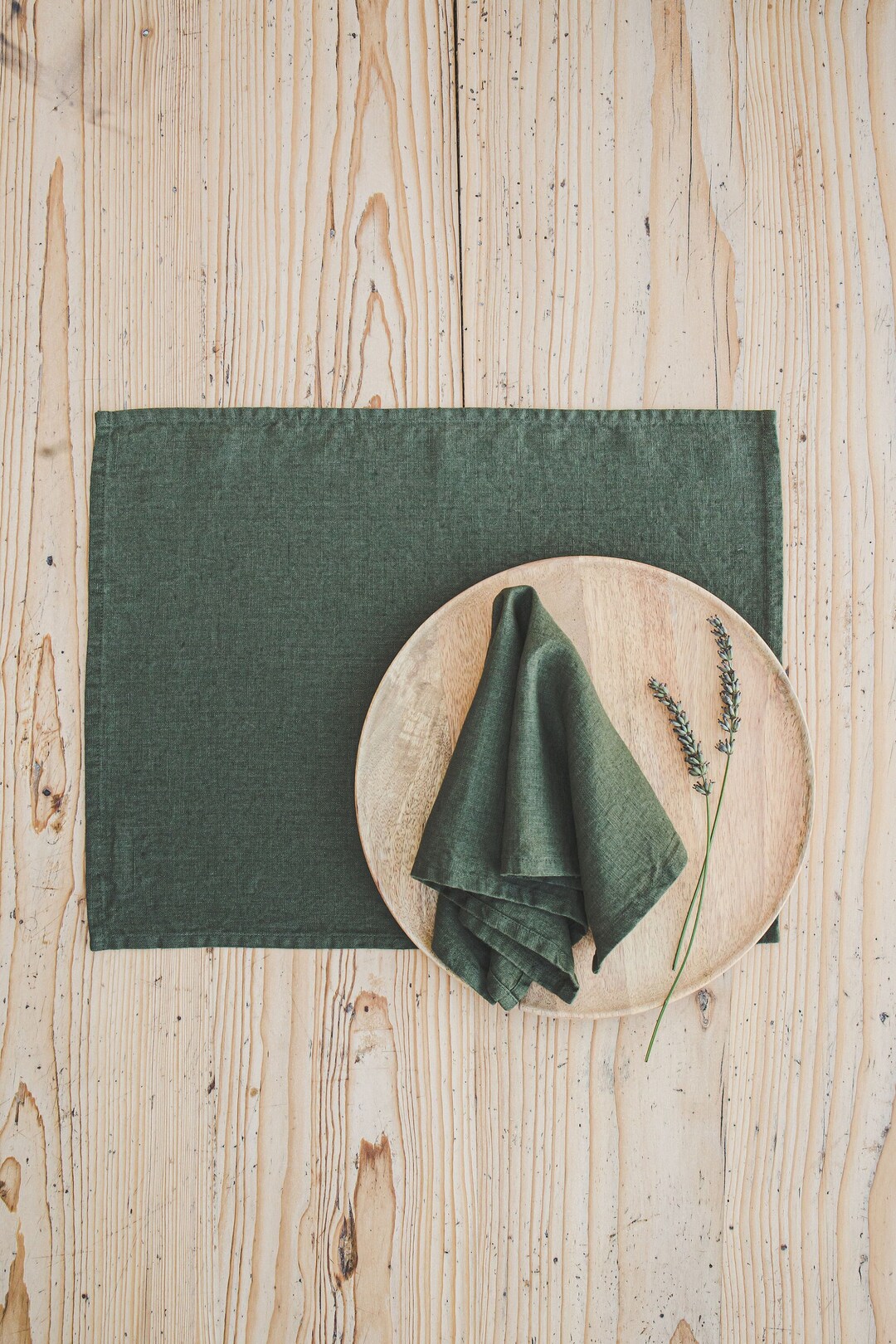 Forest Green Linen Napkins, Set of Natural Linen Napkins, Fine Dining ...