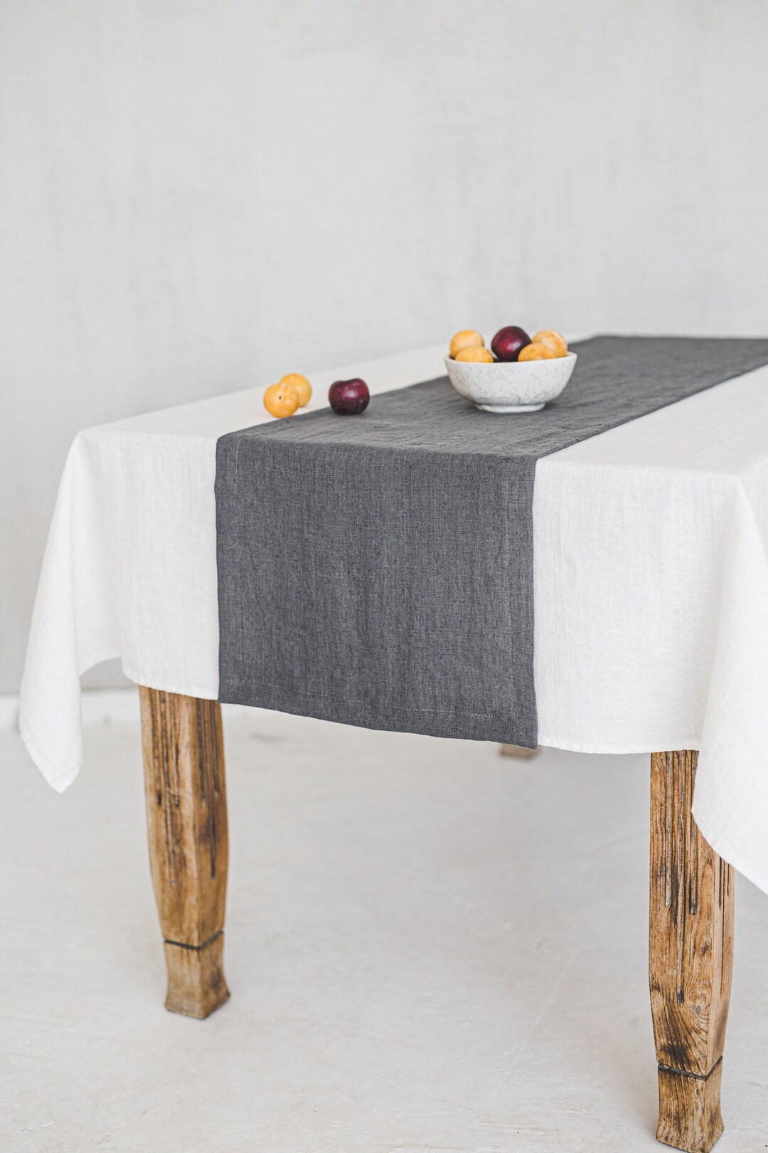 Softened Linen Table Runner With Mitered Corners, Handmade Heavyweight ...