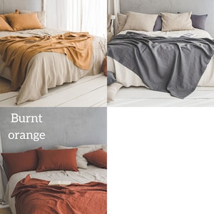 Camel Linen Throw Blanket, Natural Linen Bed Blanket, Softened Linen ...