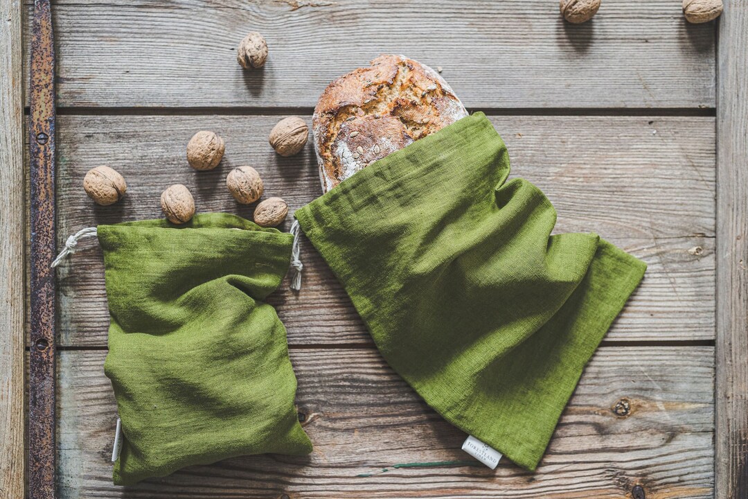 Linen Bread Bag in Various Colors, Handmade Reusable Linen Bag, Organic ...