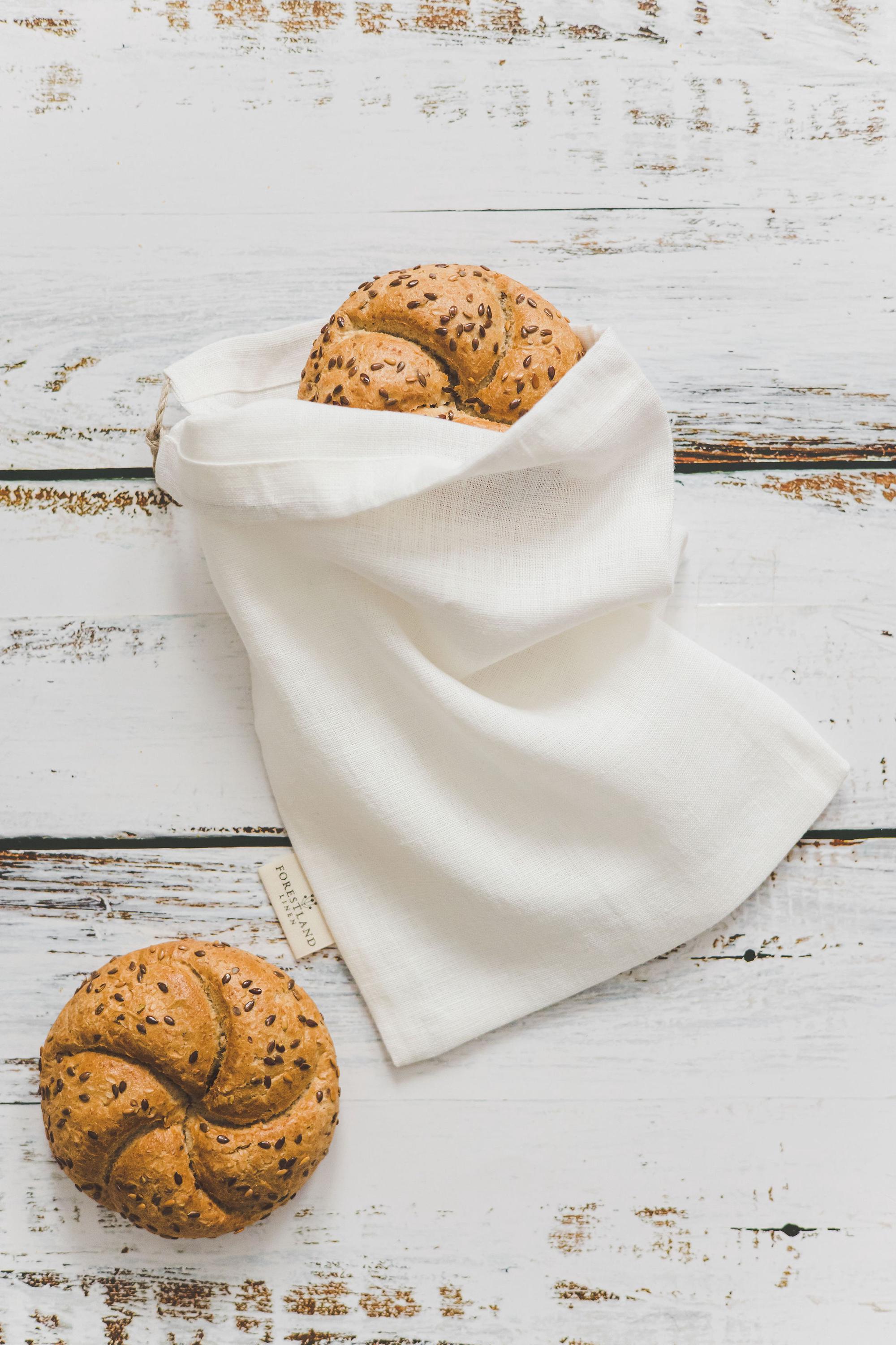 Reusable Linen Bread Bag, Sustainable Bread Storage, Natural Kitchen ...