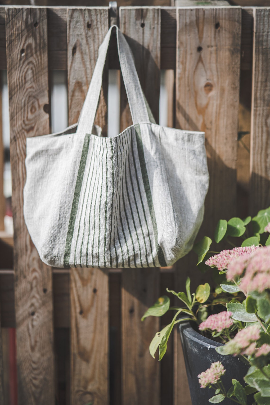 Striped Linen Bag, French Style Linen Bag, Small Linen Bag With Stripes ...