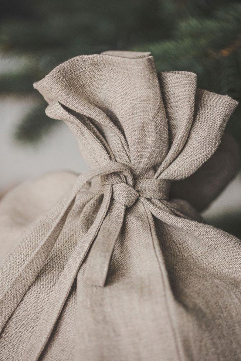 Santa’s Linen Gift Sack - Eco-friendly, Reusable Drawstring Christmas ...