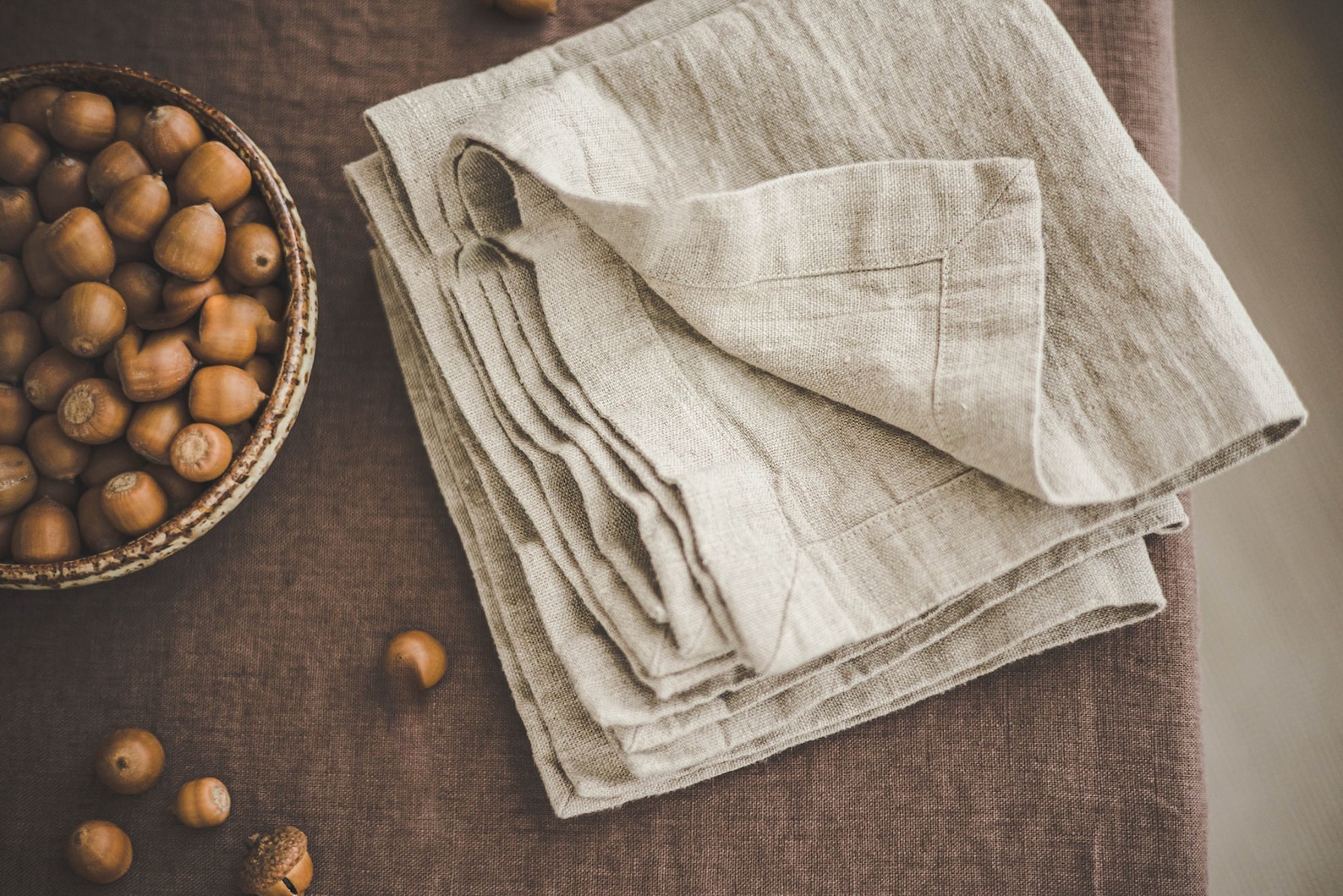 Natural Linen Napkins, Washed Heavyweight Linen Napkins in Various ...