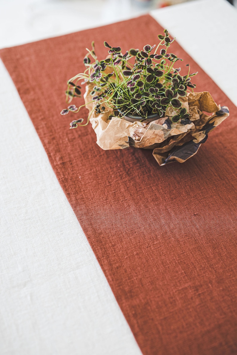 Softened Linen Table Runner With Mitered Corners, Handmade Heavyweight ...