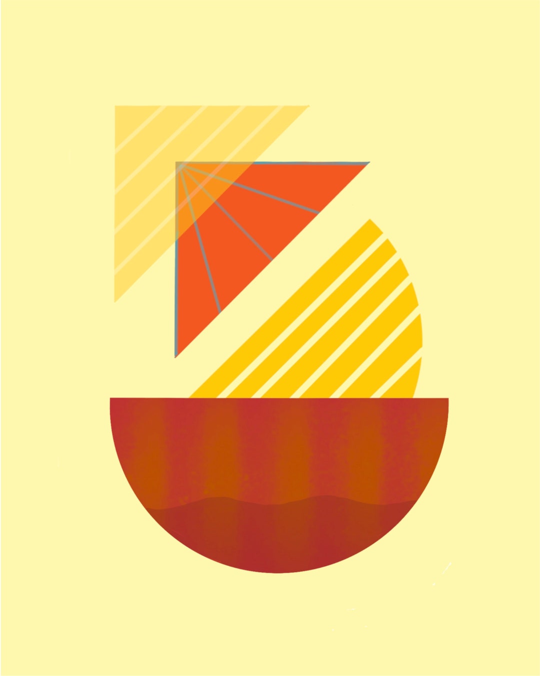 Abstract Boat at Sea Over Yellow Sea. Digital Art for Your - Etsy