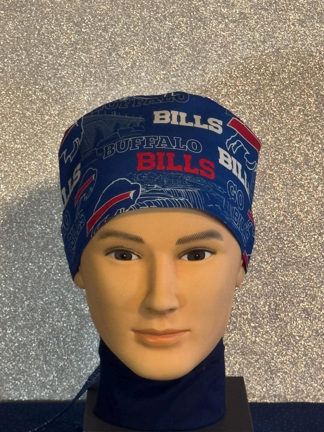 Buffalo Bills Style Scrub Cap, Nurse Scrub Cap, Chemo Cap, Foodservice ...