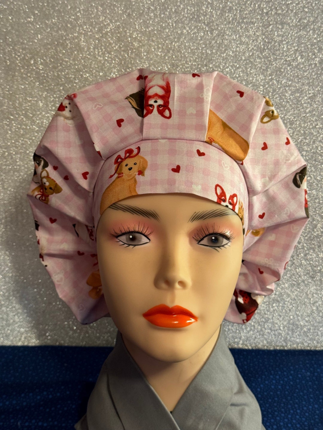 Valentine's Day Puppy Love Bouffant Style Scrub Cap, Nurse Scrub Cap ...