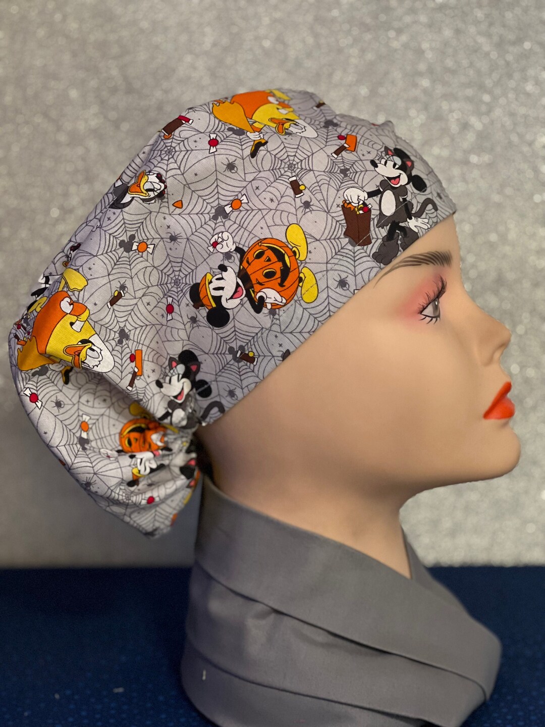 Halloween Mickey & Friends Trick or Treat Euro Style Scrub Cap, Nurse ...