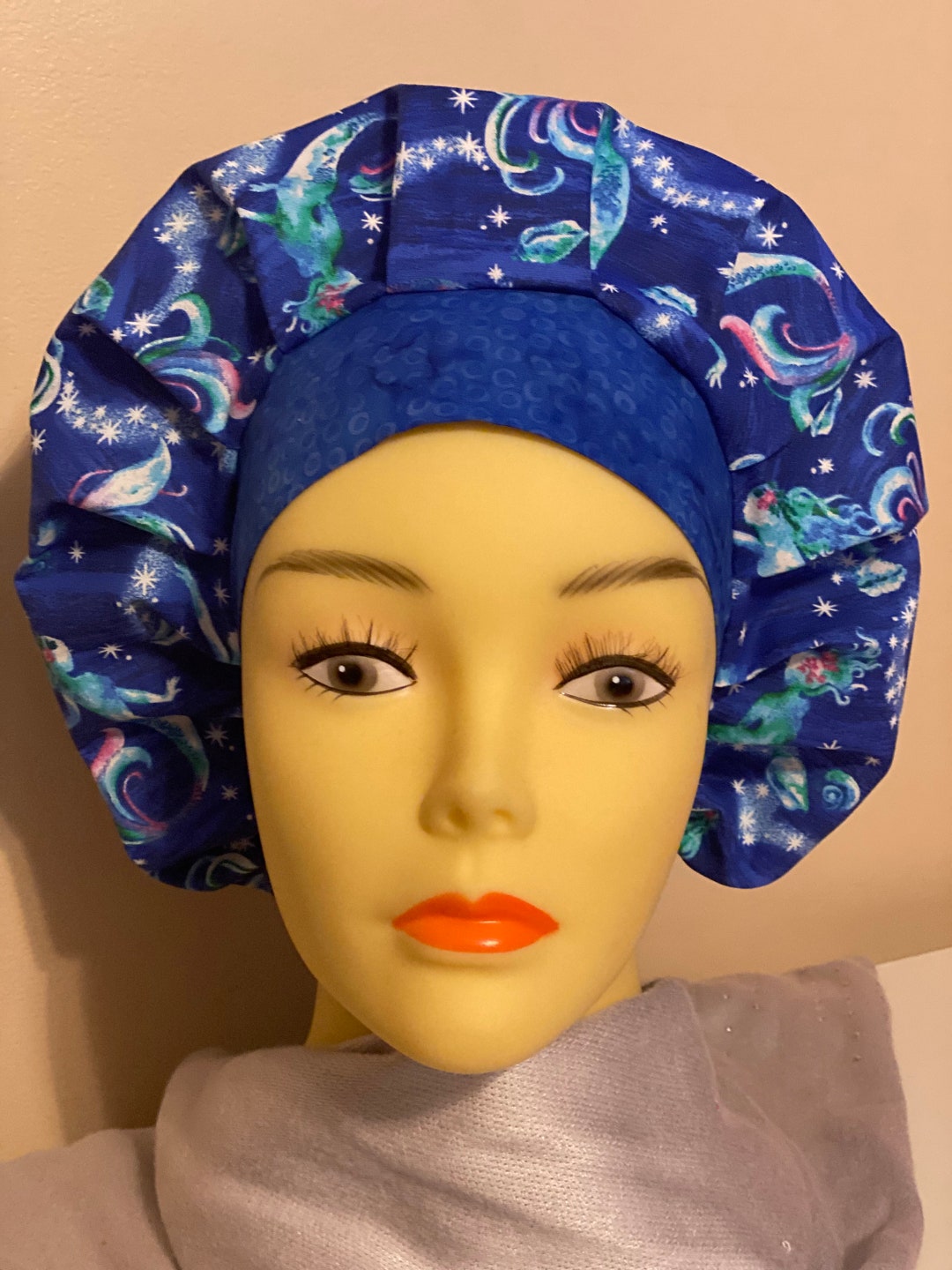 Mermaids Bouffant Style Scrub Cap, Nurse Scrub Cap, Chemo Cap ...