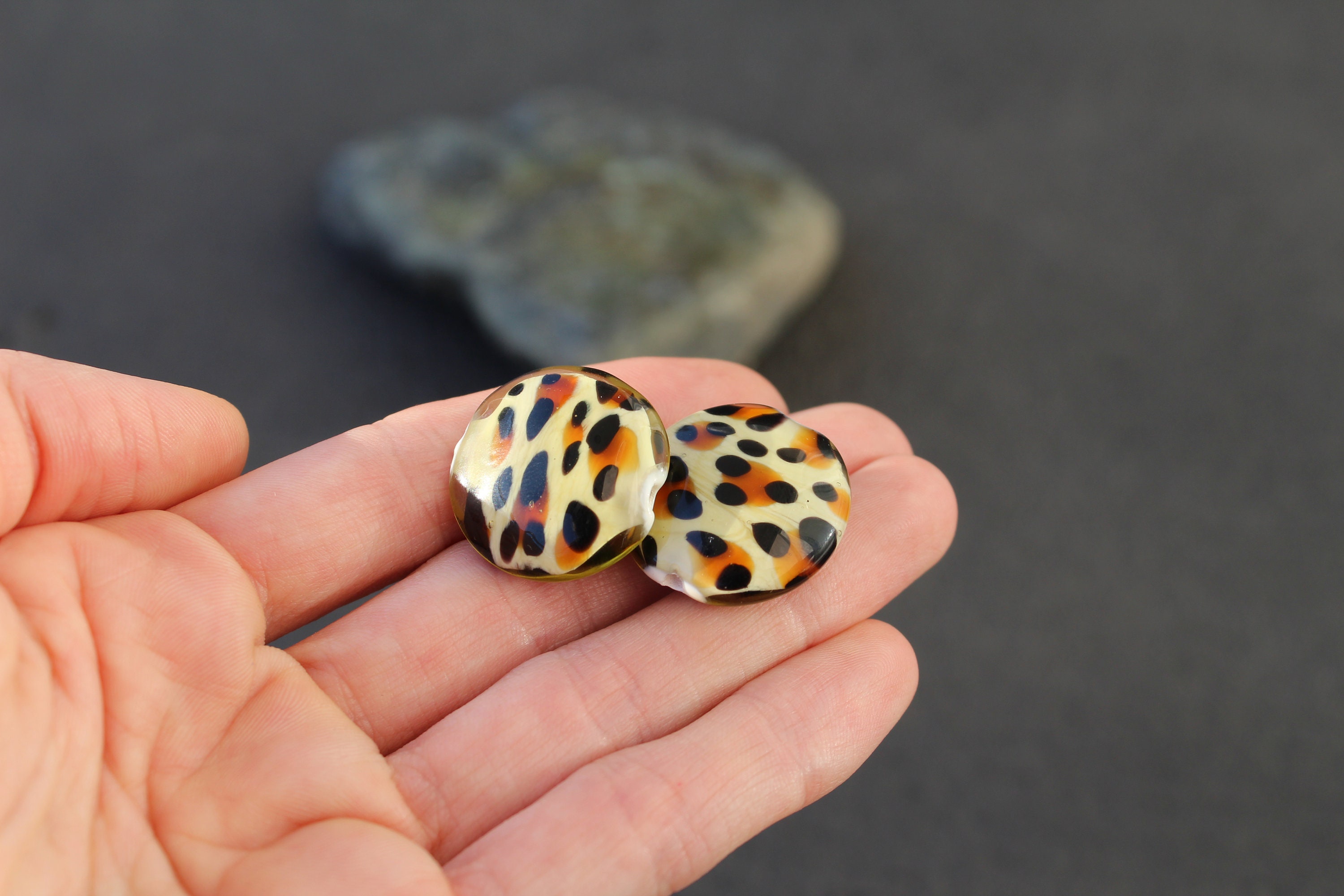 Lampwork Leopard Glass Beads, Handmade Leopard Lentil Beads, Animal ...
