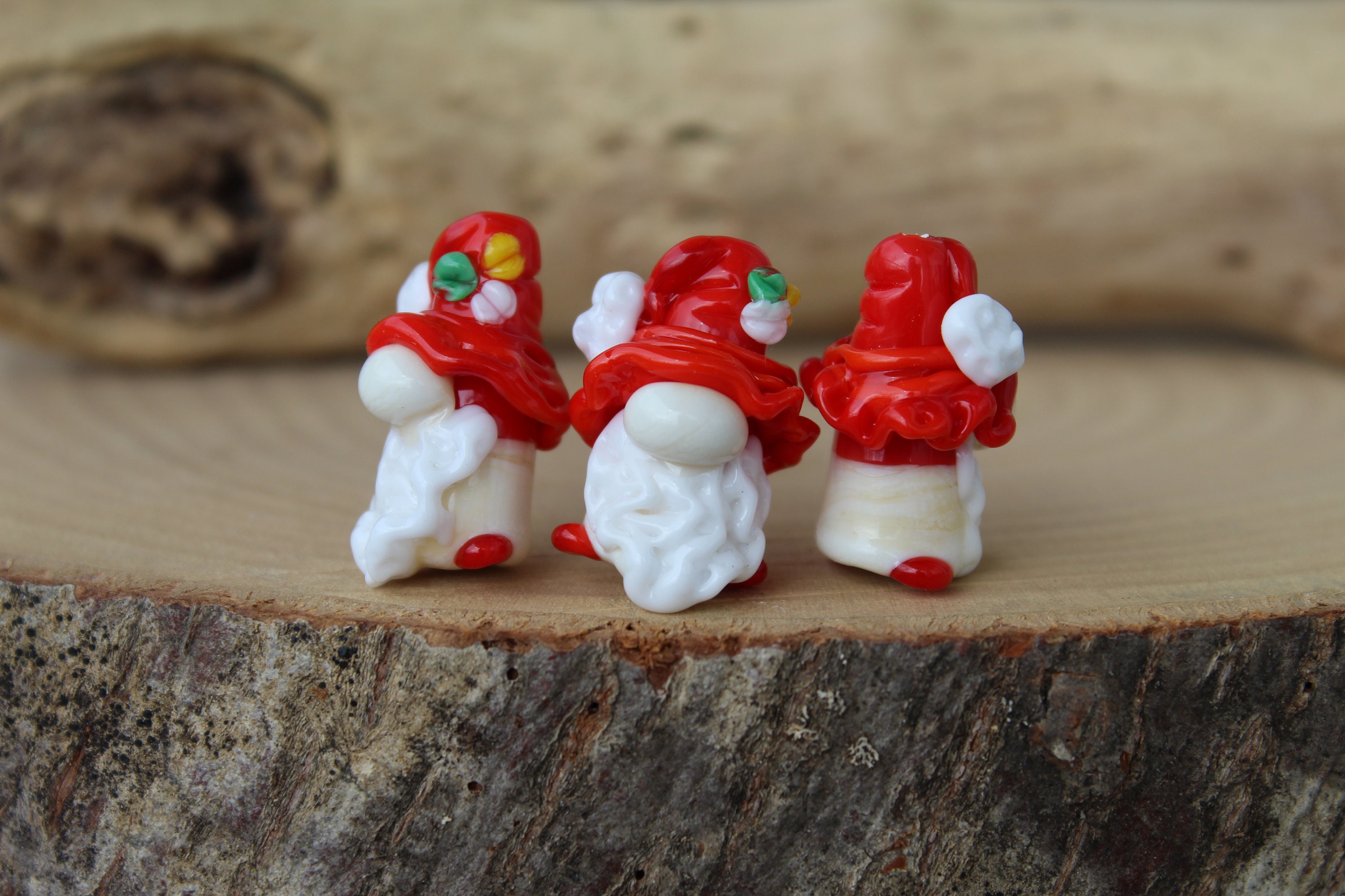 Lampwork Gnome Beads Christmas Glass Beads Miniature Gnome Etsy