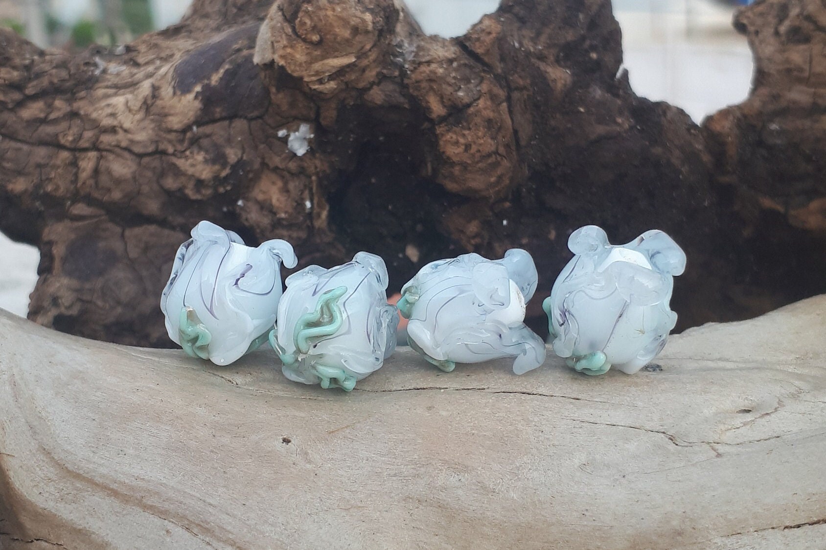 Lampwork Rose Buds Handmade Glass Rose Beads Blue Rose | Etsy