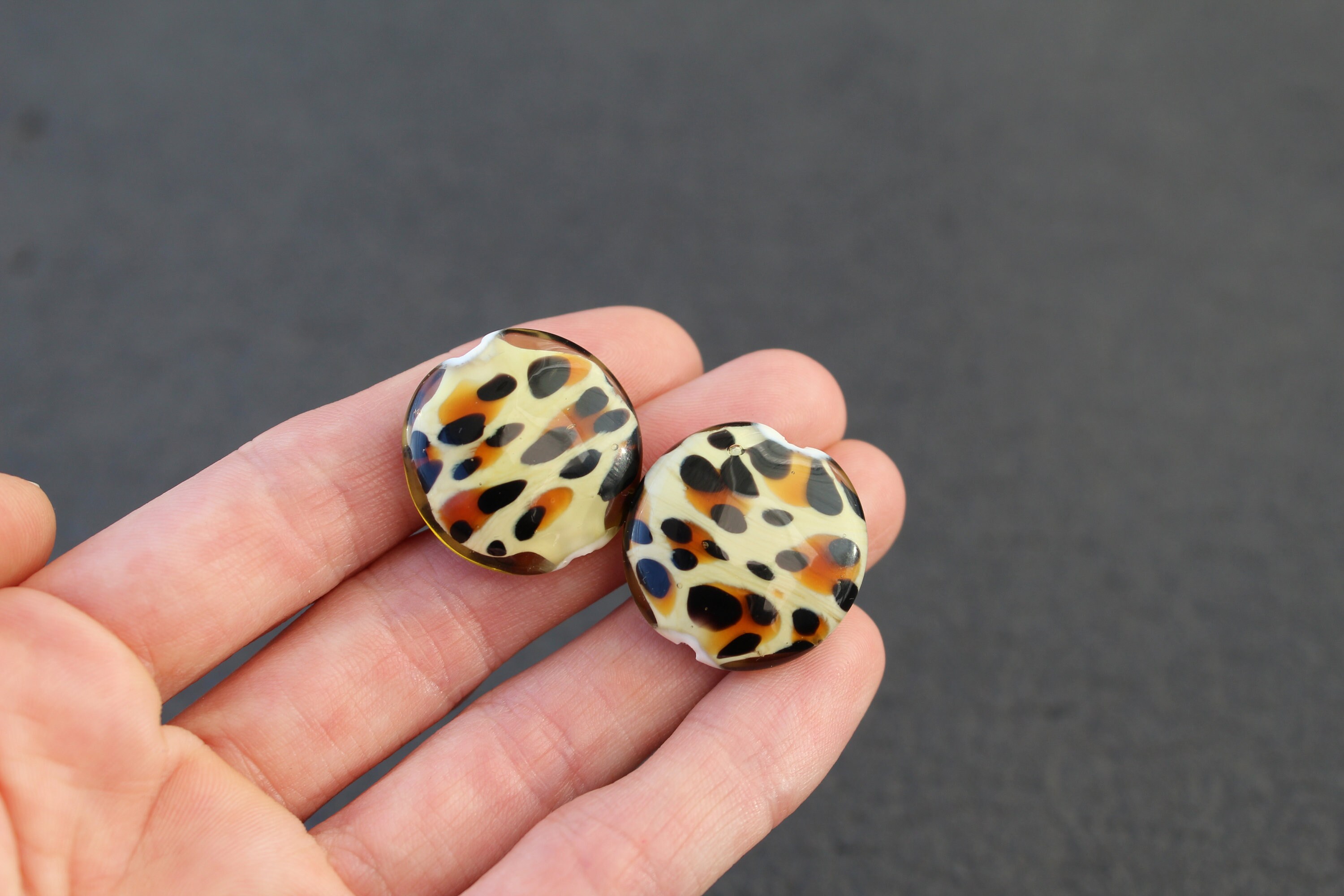 Lampwork Leopard Glass Beads Handmade Leopard Lentil Beads - Etsy