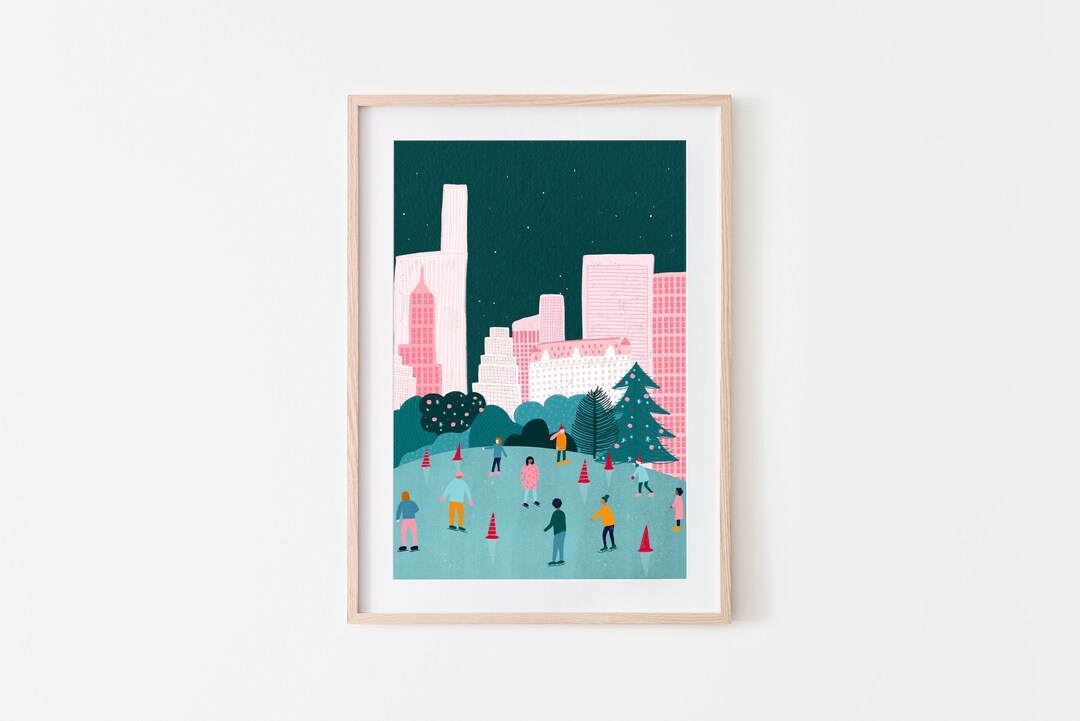 Wollman Rink Central Park, Christmas Art Print, Ice Skating in Central ...