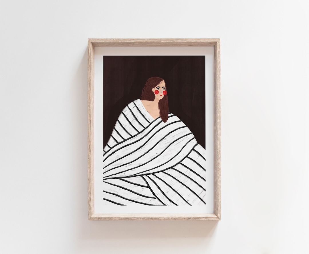 The Woman With the Black and White Stripes, Art Print, Minimal Portrait ...
