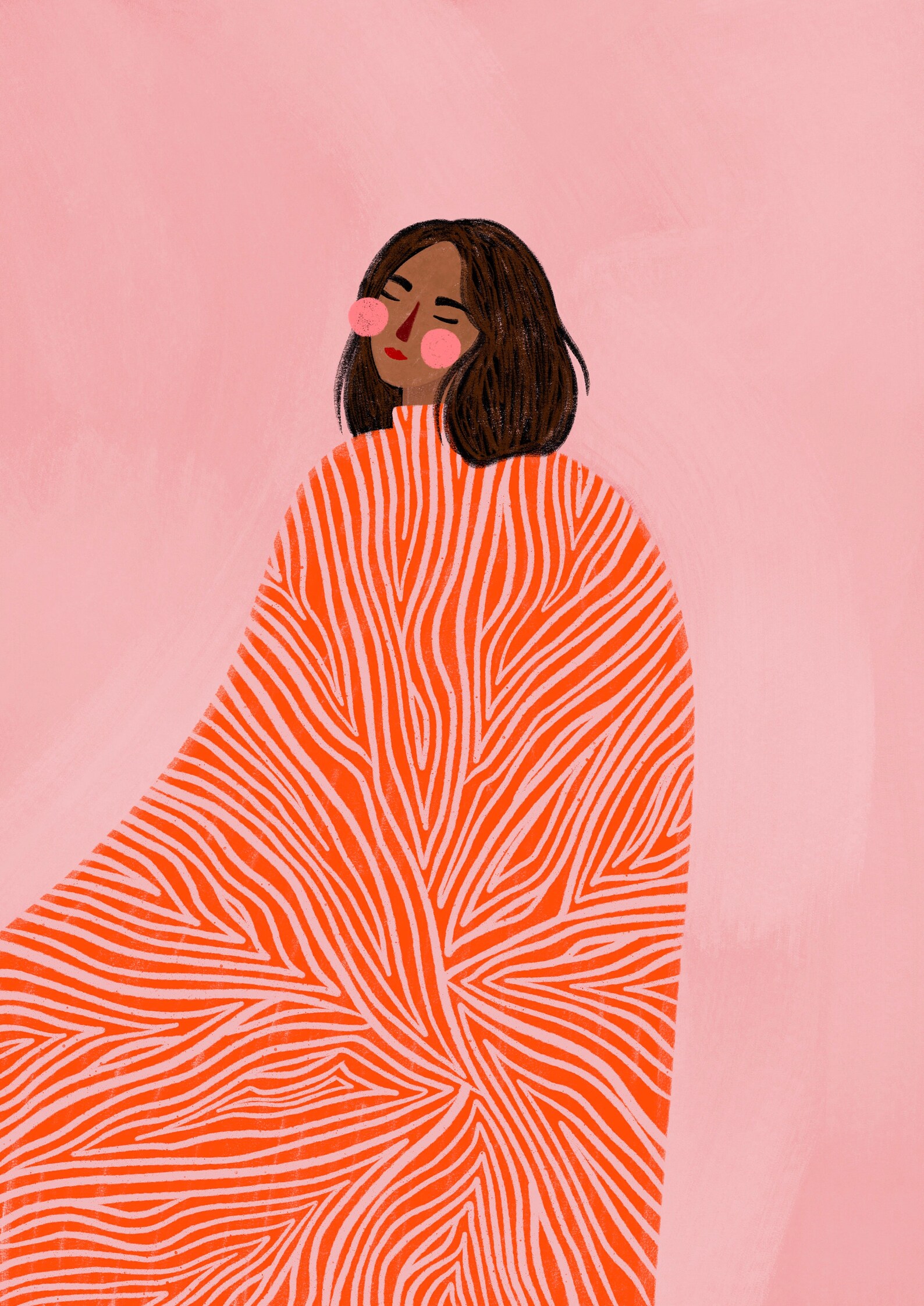 The Woman With the Swirls, Colourful Art Print, Stripes Print, Minimal ...
