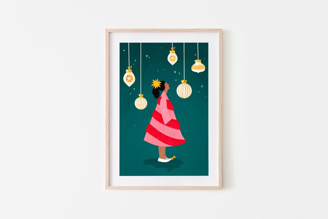 Christmas Elf Colourful Art Print Christmas Illustration - Etsy