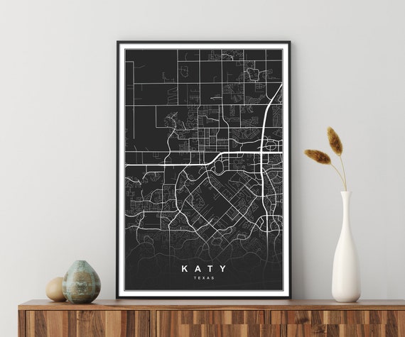 KATY Texas. City Map. Printable Road Map. Affordable Wall Art. | Etsy